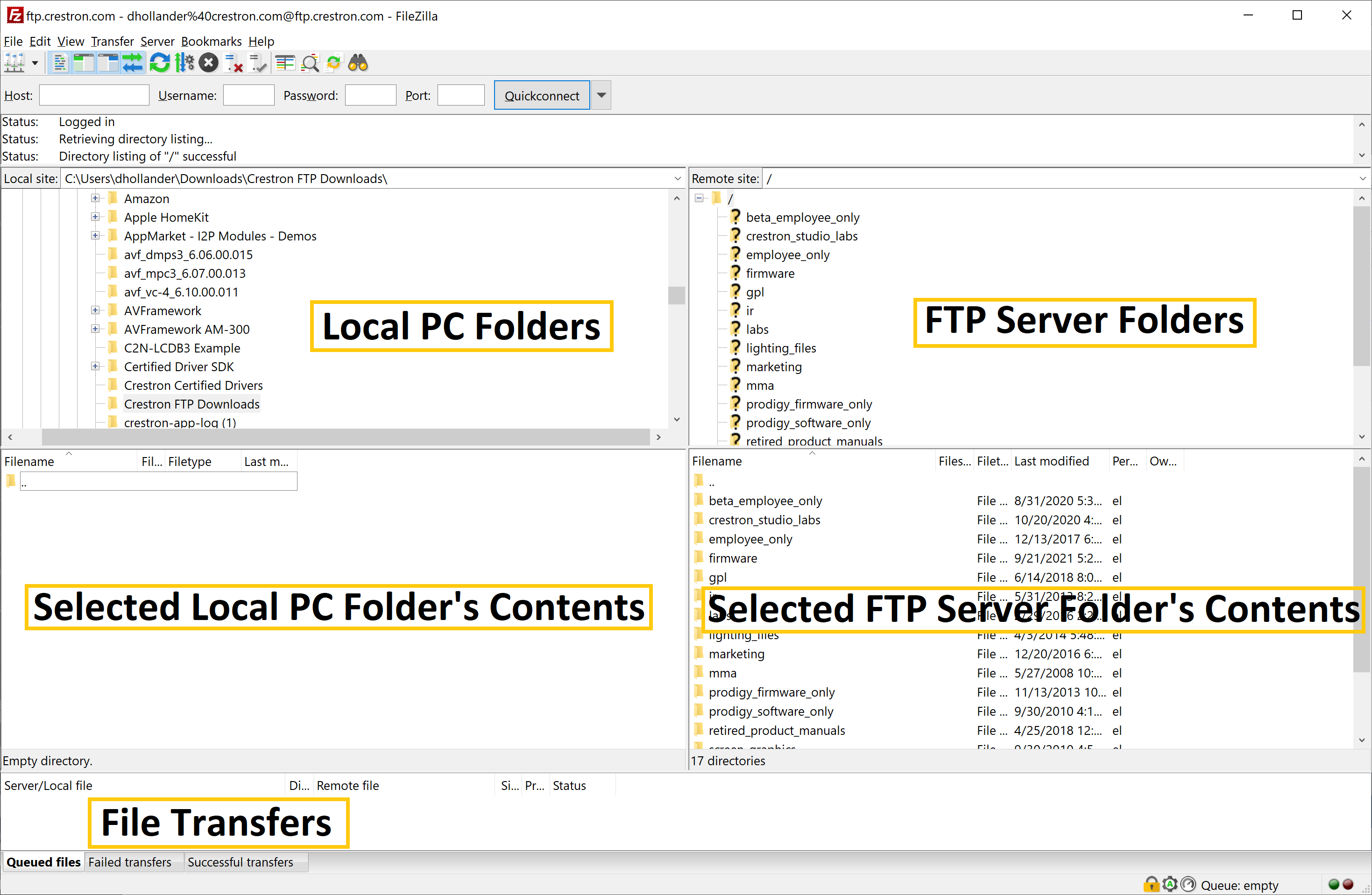 Using Crestron's FTP Server